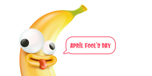 April fools day funky horizontal banner with silly