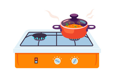 Cooking on gas cooktop Royalty Free Vector Image