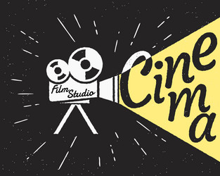 Yellow background with vintage movie camera Vector Image