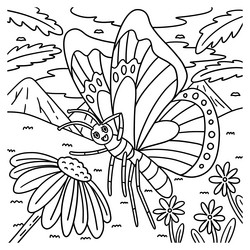 Insect swallowtail butterfly animal coloring page Vector Image