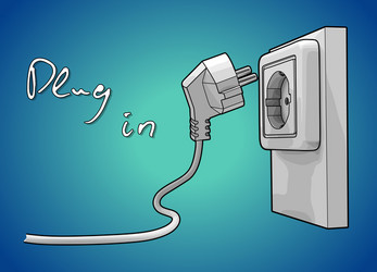 Electricity plug and socket simple draw Royalty Free Vector