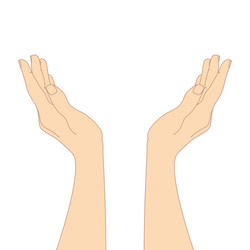 Hand drawn cupped hands silhouette isolated Vector Image