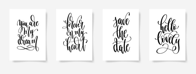 Set of four calligraphy posters on a white sheet Vector Image