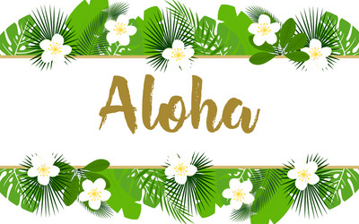 Aloha Tropical Lettering & Flowers Royalty Free Vector