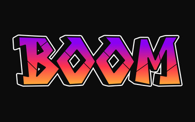 Boom word graffiti style letters hand drawn Vector Image