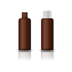 Blank brown round cosmetic bottle white dropper Vector Image