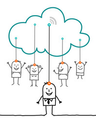 Cartoon characters and cloud - informations Vector Image