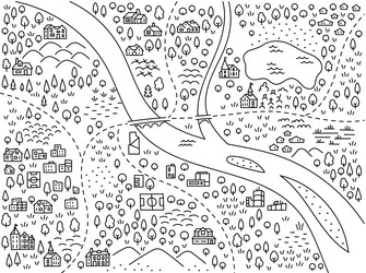 City circle map editable outline line Royalty Free Vector