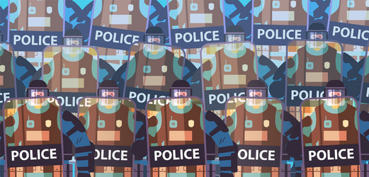 Police officers in tactical gear riot policemen Vector Image