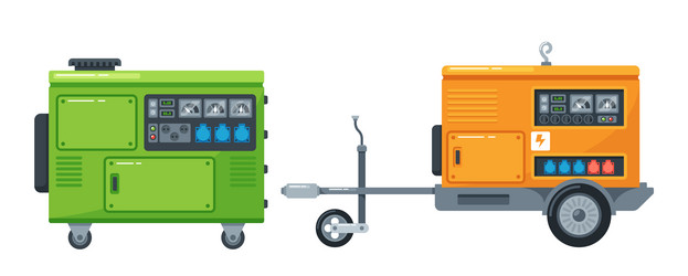 Portable diesel power generator on wheels energy Vector Image