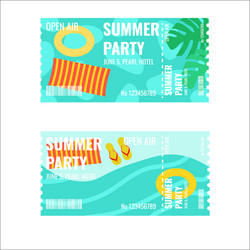 A ticket template for summer party Royalty Free Vector Image