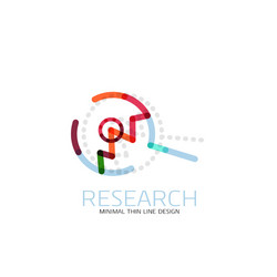 Thin line design logo magnifying glass Royalty Free Vector