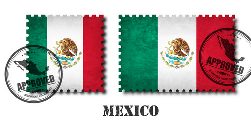 Mexico flag postage stamp Royalty Free Vector Image