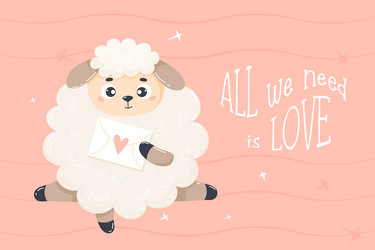 Collection cute in love sheep with hearts love Vector Image