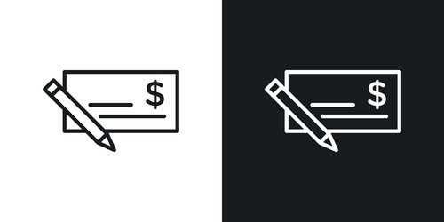 Signing cheque icon set banking payment checkbook Vector Image