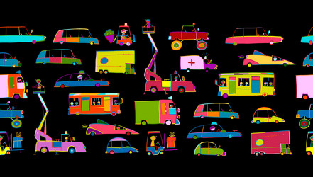 Traffic jam cars on road seamless pattern Vector Image