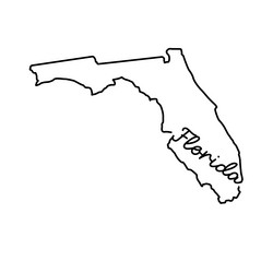 Florida us state outline map with the handwritten Vector Image