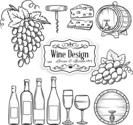 Wine set Royalty Free Vector Image - VectorStock