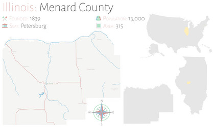 Map of menard county in illinois Royalty Free Vector Image