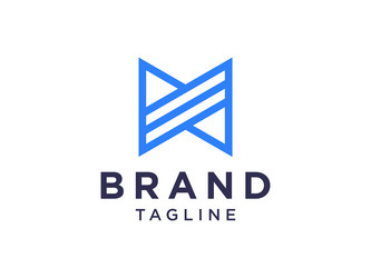 Abstract initial letter m logo blue linear Vector Image