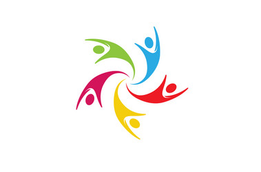 Colorful people group team logo Royalty Free Vector Image