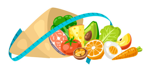 Of package with food healthy eating Royalty Free Vector