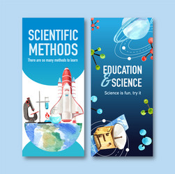 Science flyer design with microscope magnifying Vector Image