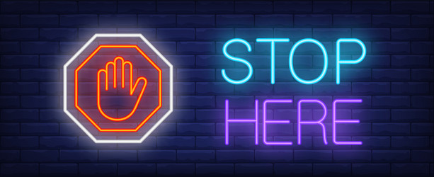 Restricted area neon text with palm in octagon Vector Image
