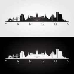 Yangon City Skyline Vector Images (73)
