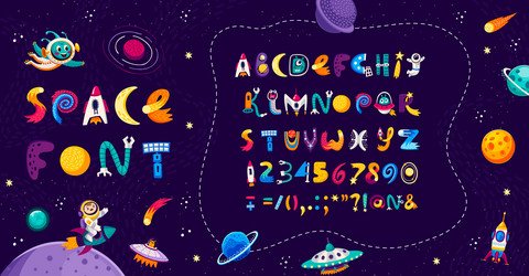 Star space font galaxy english alphabet type Vector Image