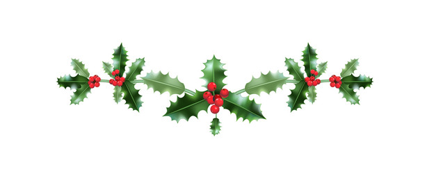 Christmas Holly Line Divider Vector Images (81)