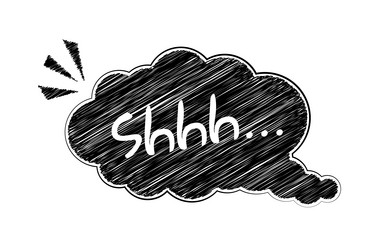 Shhh word comic peech bubble cloud sign for psssst