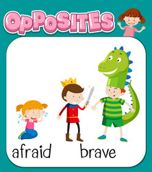 Opposite words for afraid and brave Royalty Free Vector