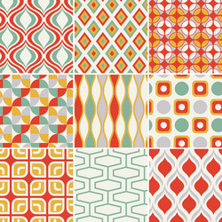 Retro different seamless patterns with swatch Vector Image