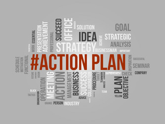 Word cloud background concept for action plan Vector Image