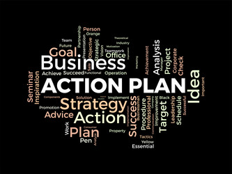 Word cloud background concept for action plan Vector Image