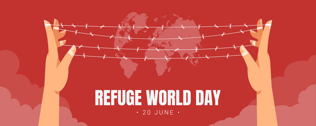 World refugee day on june 20 vertical poster Vector Image