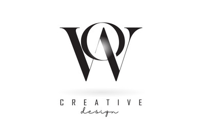 Creative golden letters wo w o logo with leading Vector Image