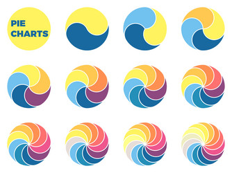 Pir charts for infographics diagrams with 1 - 12 Vector Image