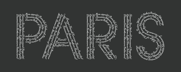 Word paris with handwritten text inside Royalty Free Vector