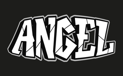 Angel word trippy psychedelic graffiti style Vector Image