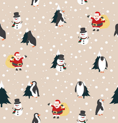 Christmas santa claus snowman and reindeer Vector Image