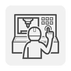 Male operator is running a cnc lathe Royalty Free Vector