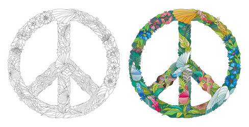 People holding hands form the symbol of peace Vector Image