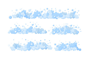 Soap foam set with bubbles carton light blue suds Vector Image