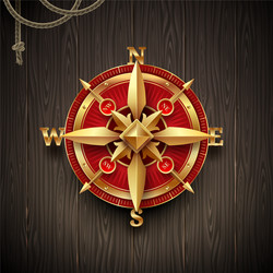Ancient golden compass rose Royalty Free Vector Image