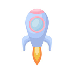 Bright cartoon yellow rocket with fire Royalty Free Vector