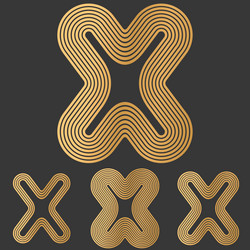 Green line x logo design set Royalty Free Vector Image