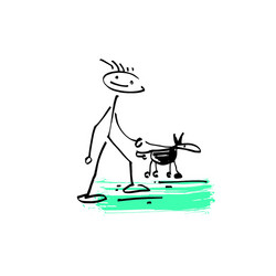 Stick Man Walking Dog