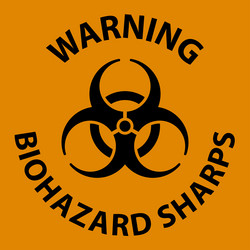 Warning biohazard label biohazard sharps Vector Image